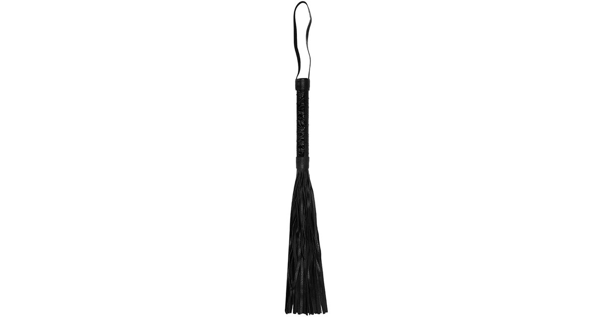 Ouch! black faux leather flogger with embossed handle - SEXYSTYLE.eu