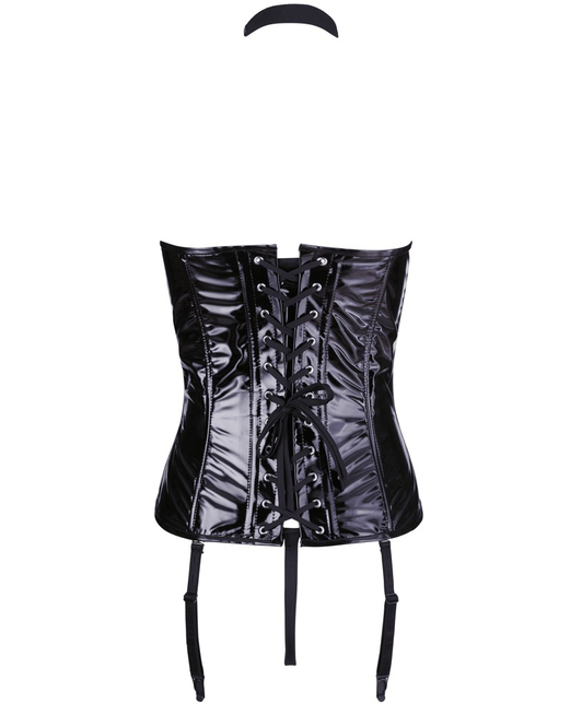 Black Level black vinyl basque with lacing - SexyStyle.eu
