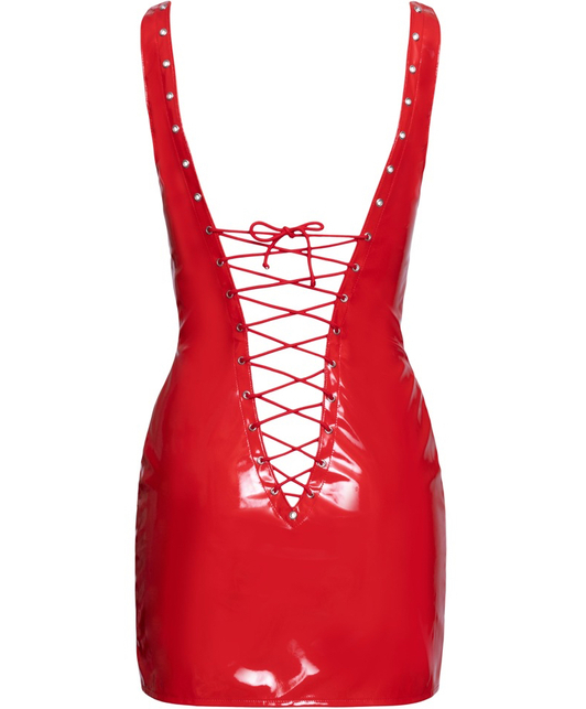 Black Level red vinyl mini dress with lacing - SexyStyle.eu