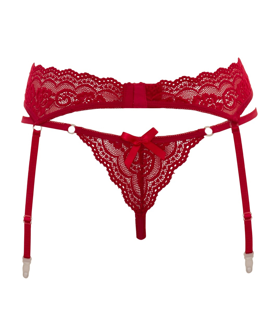 Cottelli Lingerie raudonas nėriniuotas prisegamų kojinių diržas su ...