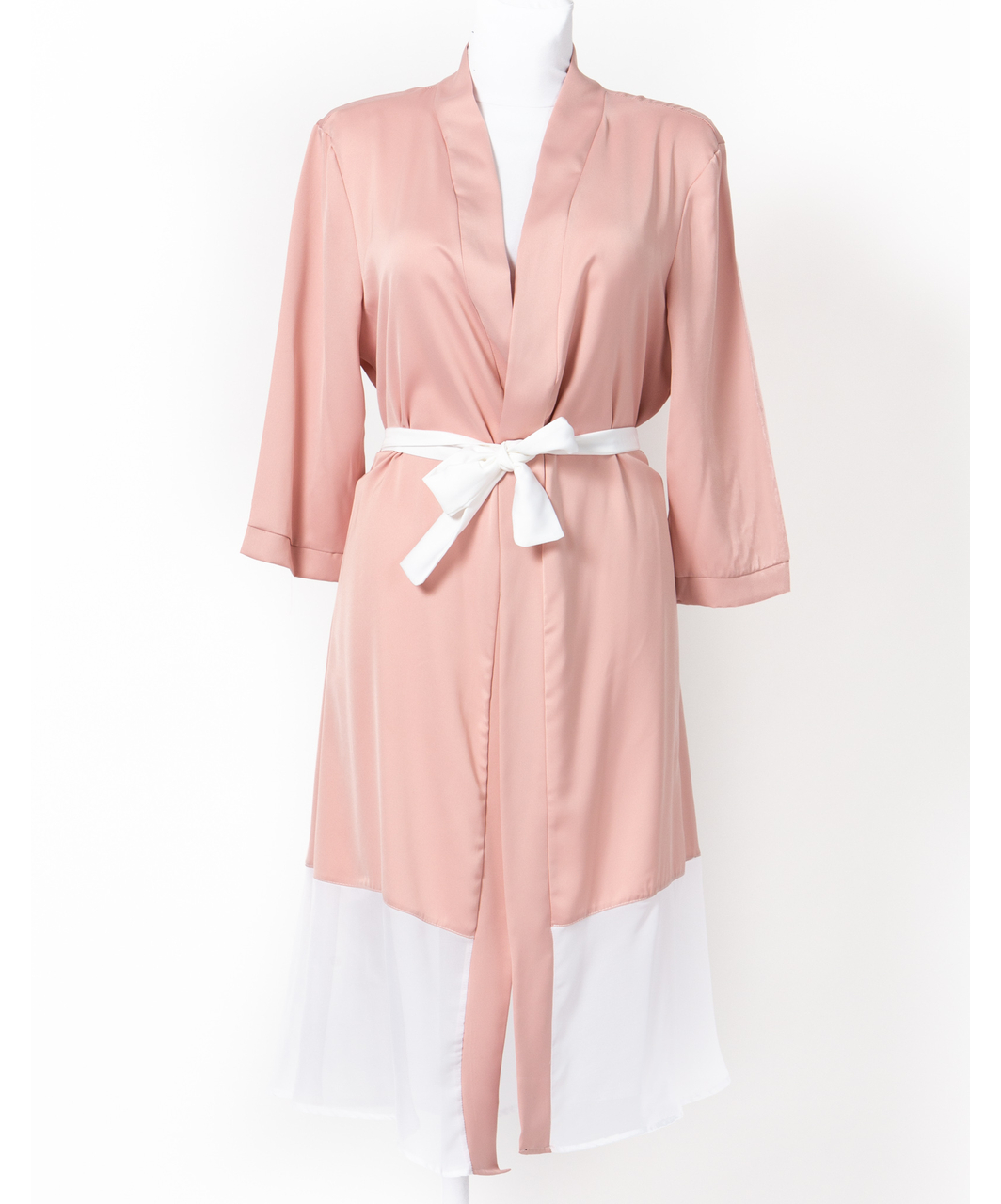 SEXYSTYLE rose gold robe with white belt and hemline - SEXYSTYLE.eu
