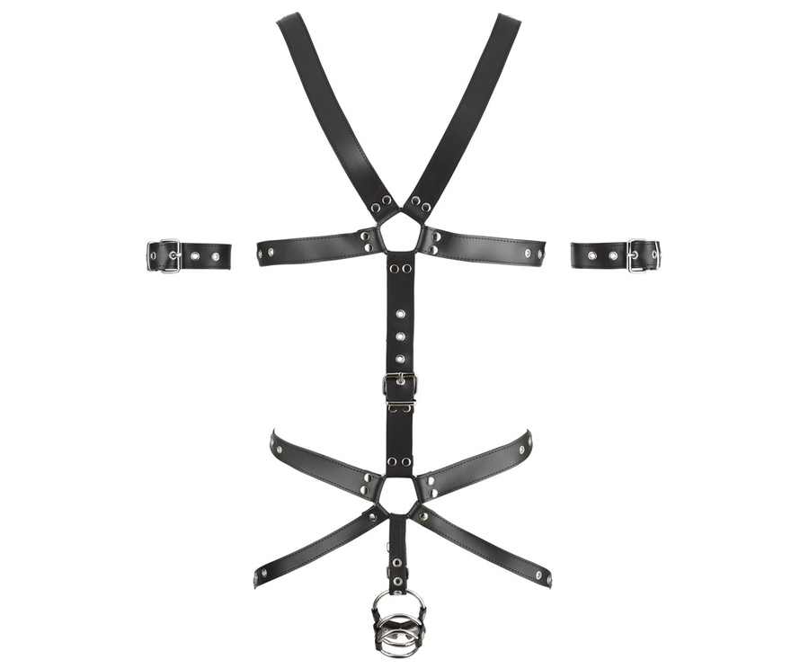 Zado leather strap body with penis rings - SexyStyle.eu