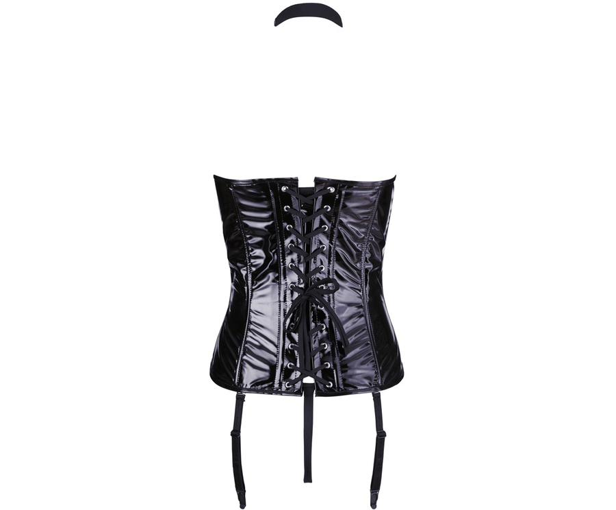 Black Level black vinyl basque with lacing - SexyStyle.eu