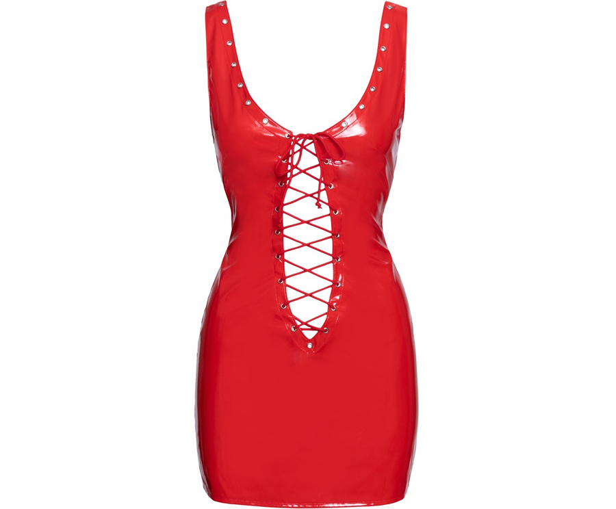 Black Level red vinyl mini dress with lacing - SexyStyle.eu