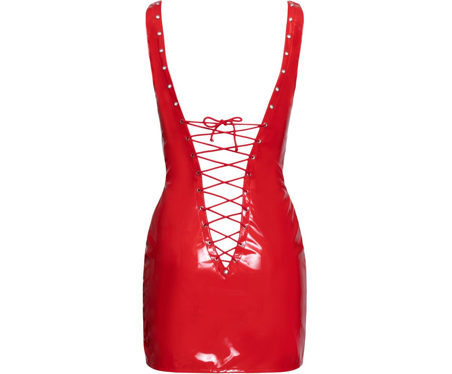 Black Level red vinyl mini dress with lacing - SexyStyle.eu